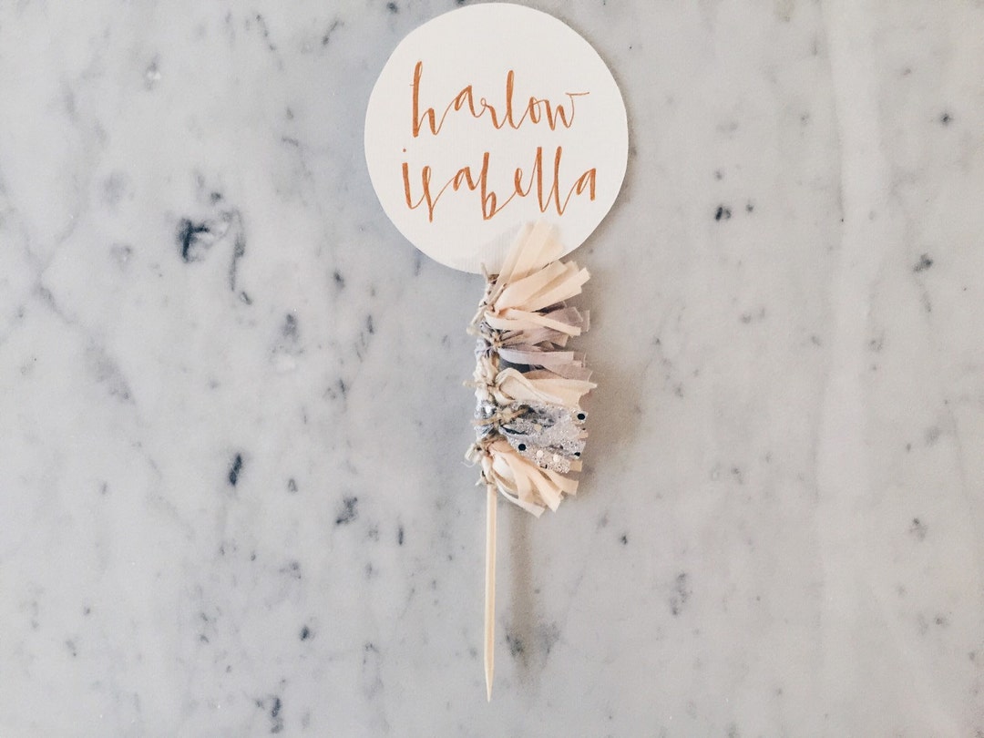 Cake Topper / Rose Gold Modern Calligraphy / Custom Hand Lettered ...