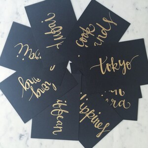 Custom A5 Hand Drawn Metallic Gold Lettering Sign / Black Card / Table ...