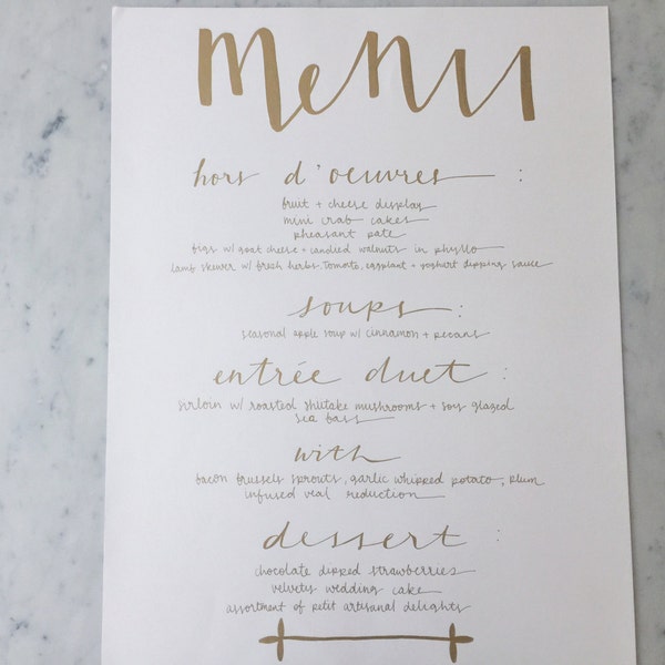 Hand Lettered Menu - Etsy