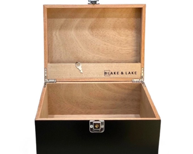 Locking Wood Storage Box Decorative Box for Home or Office Wooden Box ...