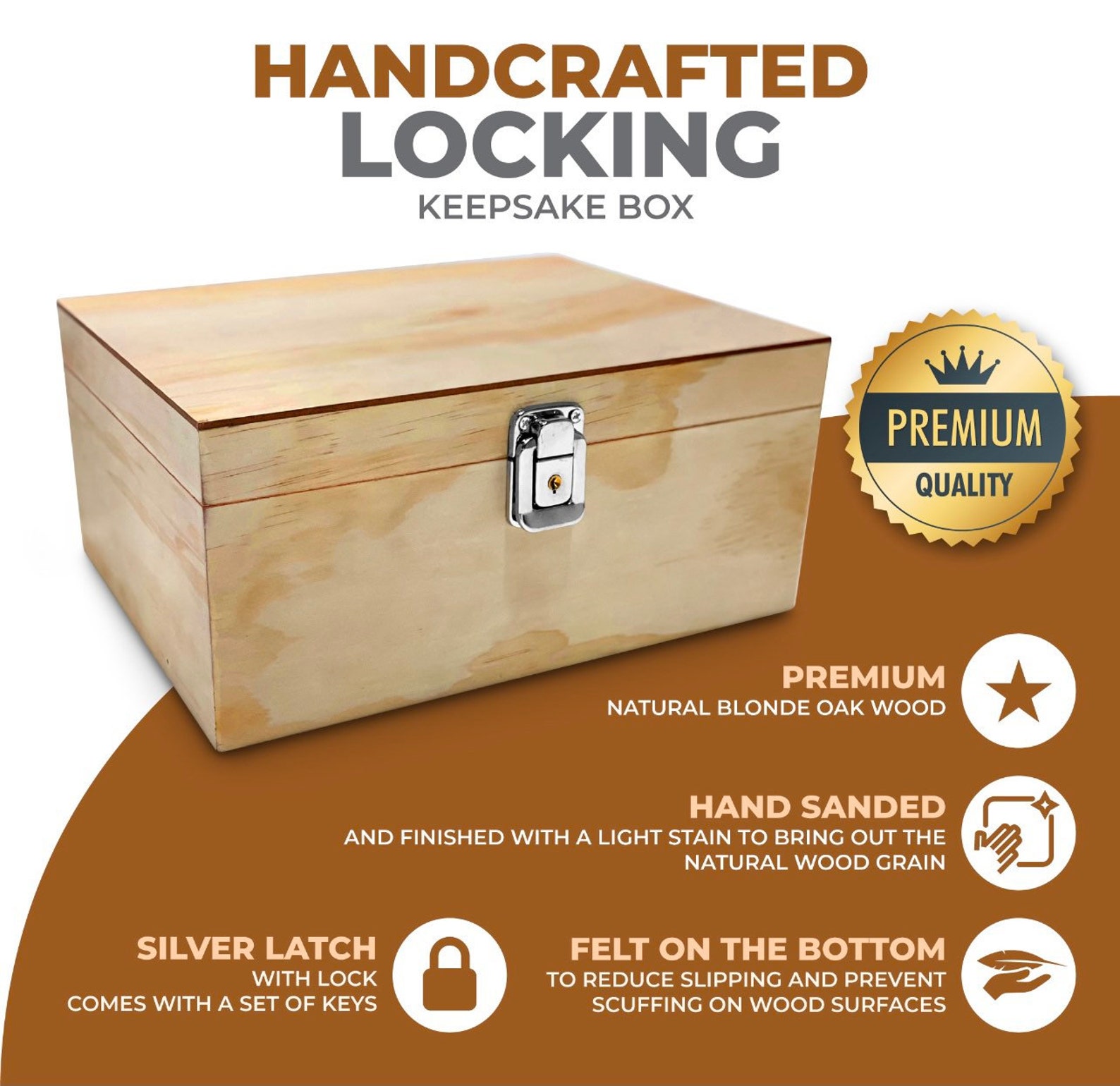 Locking Wood Storage Box Decorative Keepsake Box for Home or - Etsy