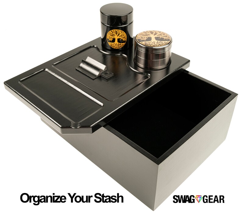 Wooden Stash Box With Rolling Tray Stash Box With Rolling - Etsy