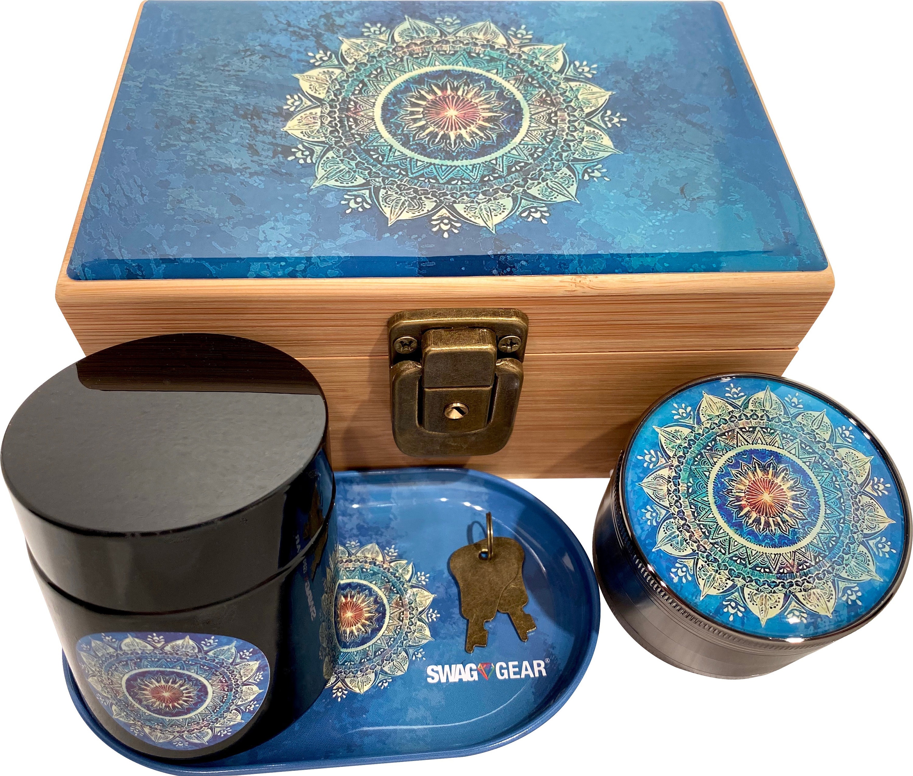 Tobacciana Art & Collectibles RICE FIELD SET Matching stash box & tray ...