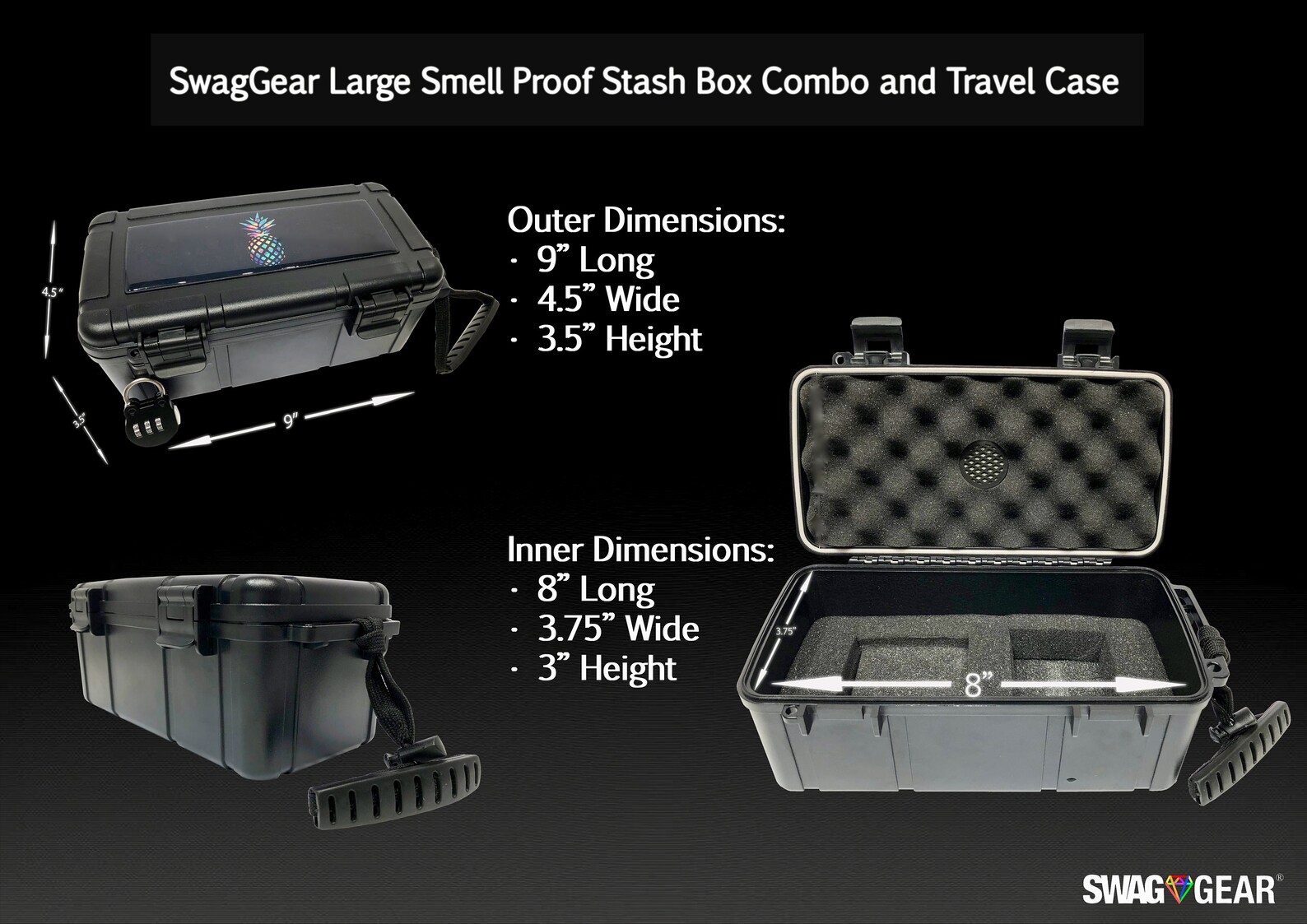 Pineapple Locking Stash Box Combo Smell Proof Case With Lock - Etsy