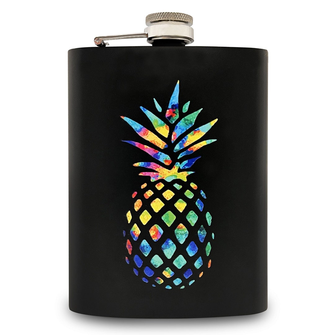 Rainbow Pineapple Flask 8oz Stainless Steel Metal Hip Flasks for ...