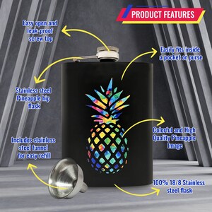 Rainbow Pineapple Flask 8oz Stainless Steel Metal Hip Flasks for ...