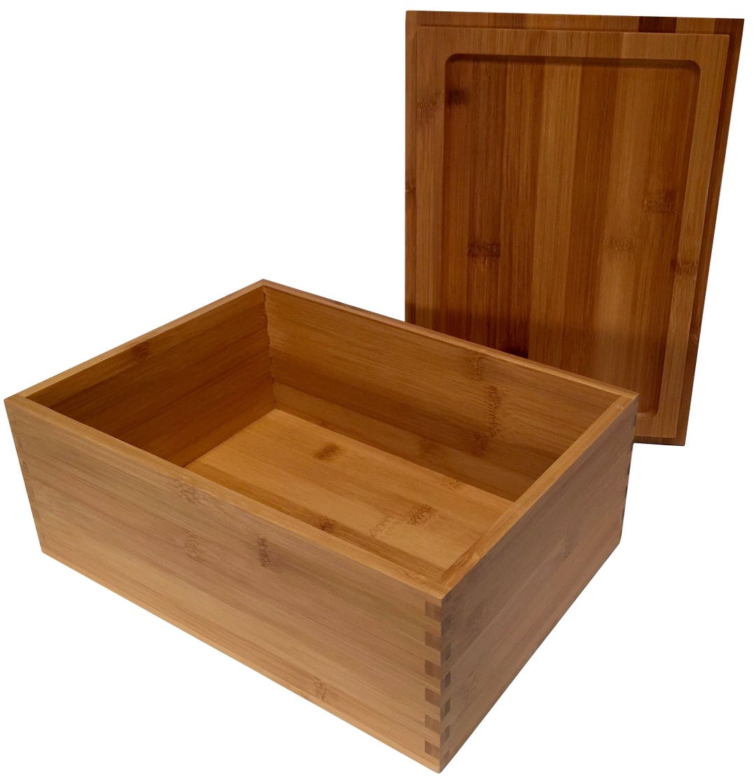 Large Wooden Keepsake and Storage Box - Wood Box With Lid - Bamboo ...