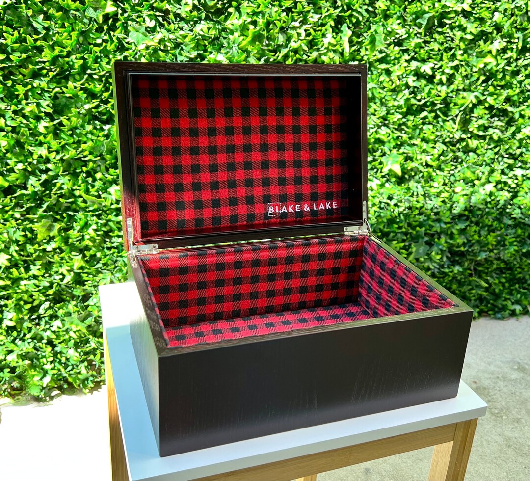 Large Wooden Keepsake Box With Fabric Lining - Oak Wood Box Padded and ...