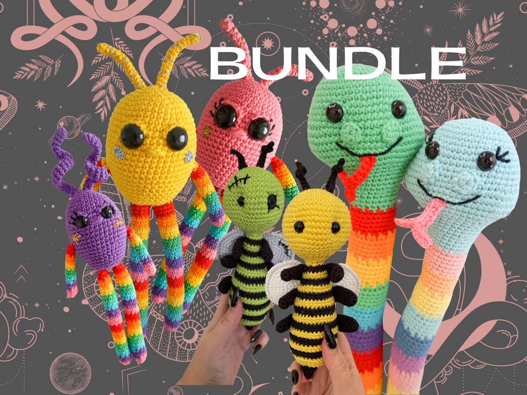 AMIGURUMI BUNDLE 4 X Crochet Amigurumi Toy Patterns Snakes, Bees ...