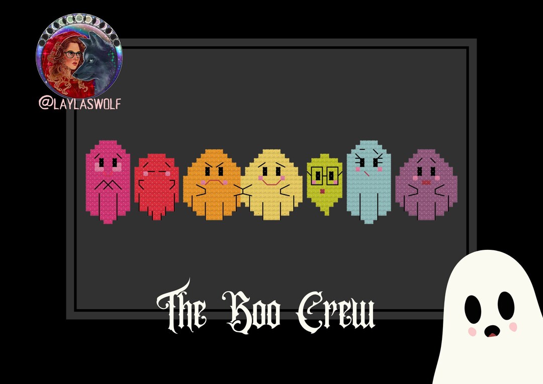 The Boo Crew - Cross Stitch Pattern - Halloween, Seasonal, Pastel Goth ...