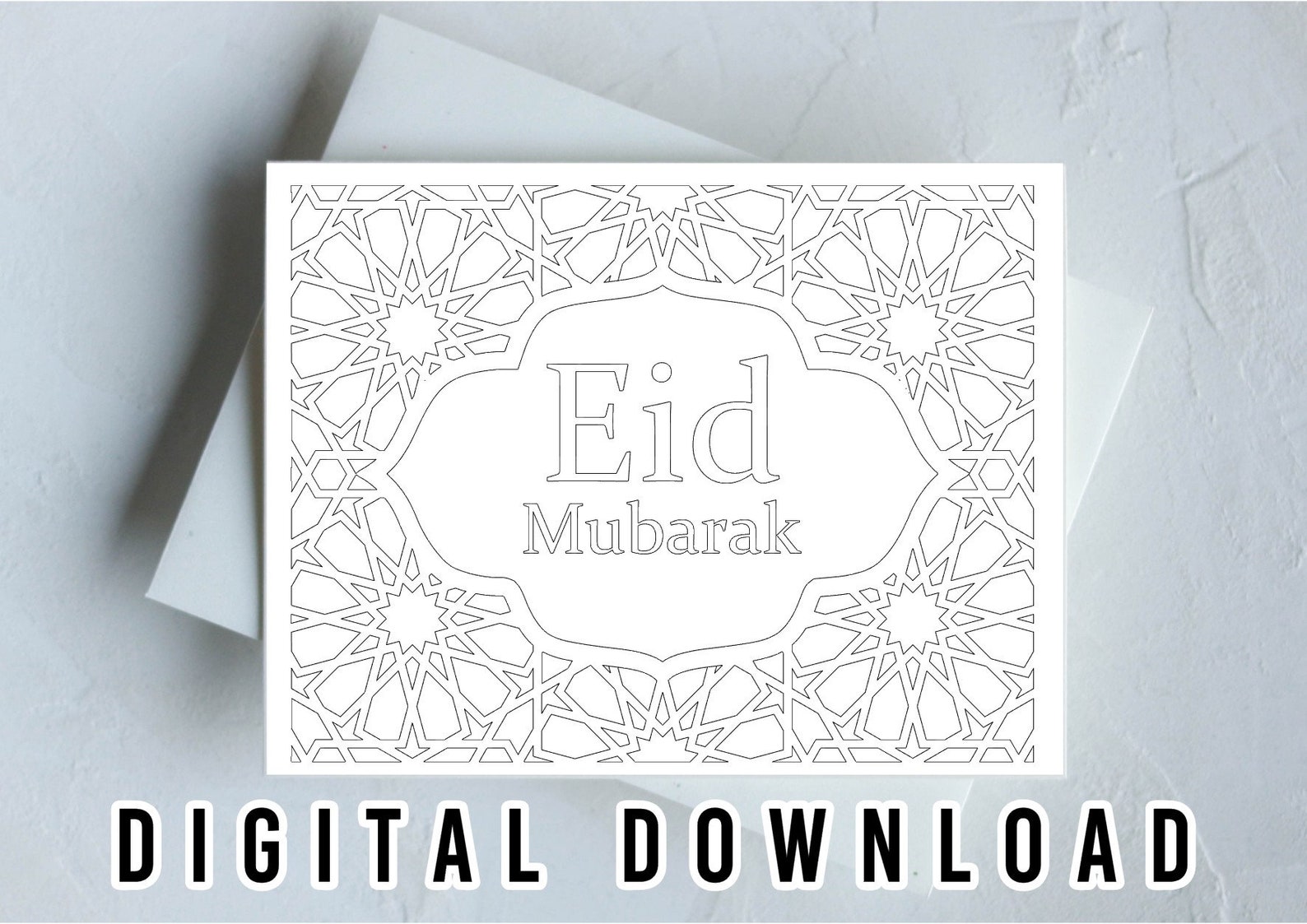 PRINTABLE Eid Colouring Card Color in DIGITAL Eid Mubarak | Etsy