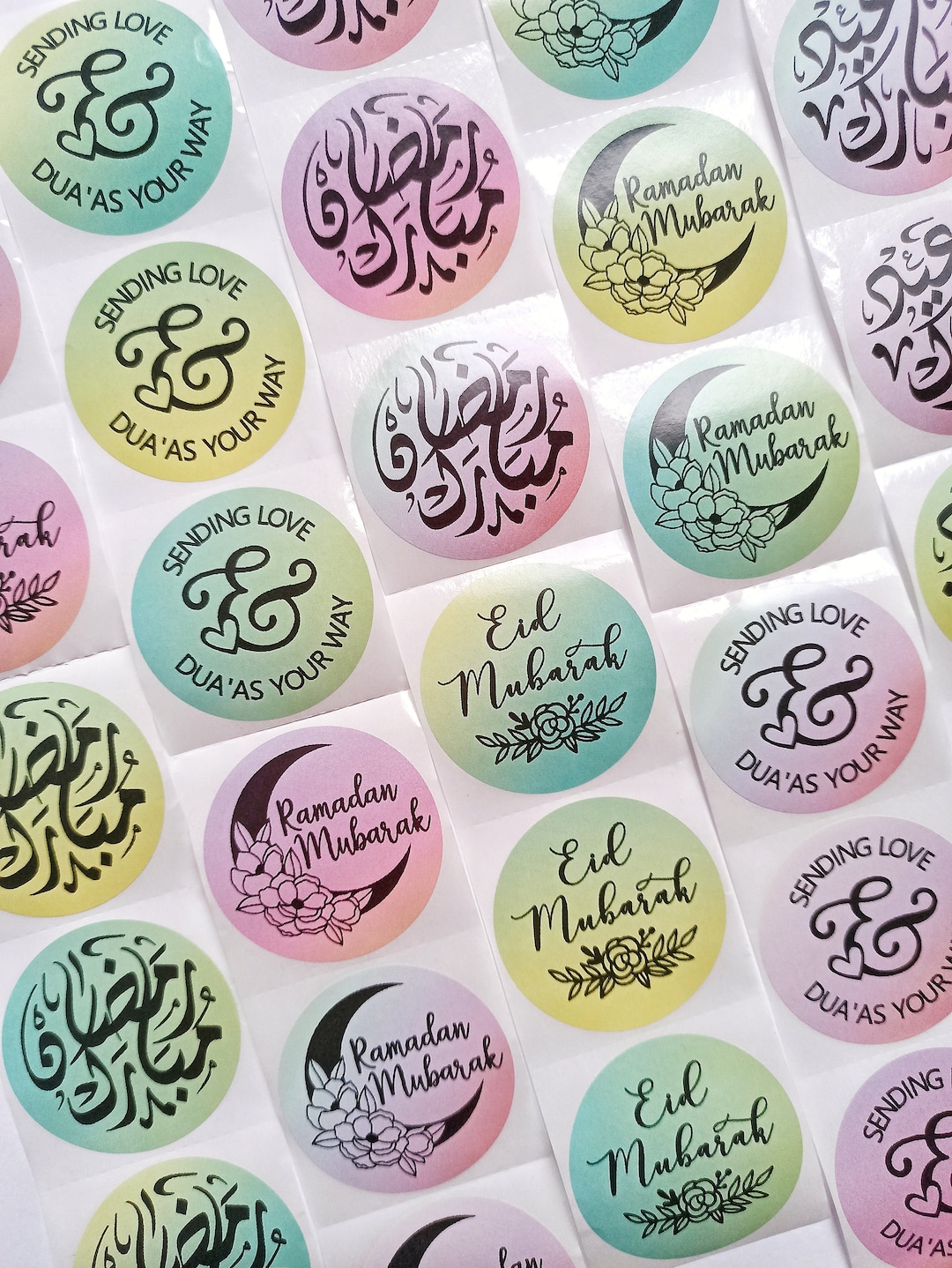 Ramadan & Eid Stickers - 2x2 Inch Round- Ombre Gradient Stickers- Eid ...