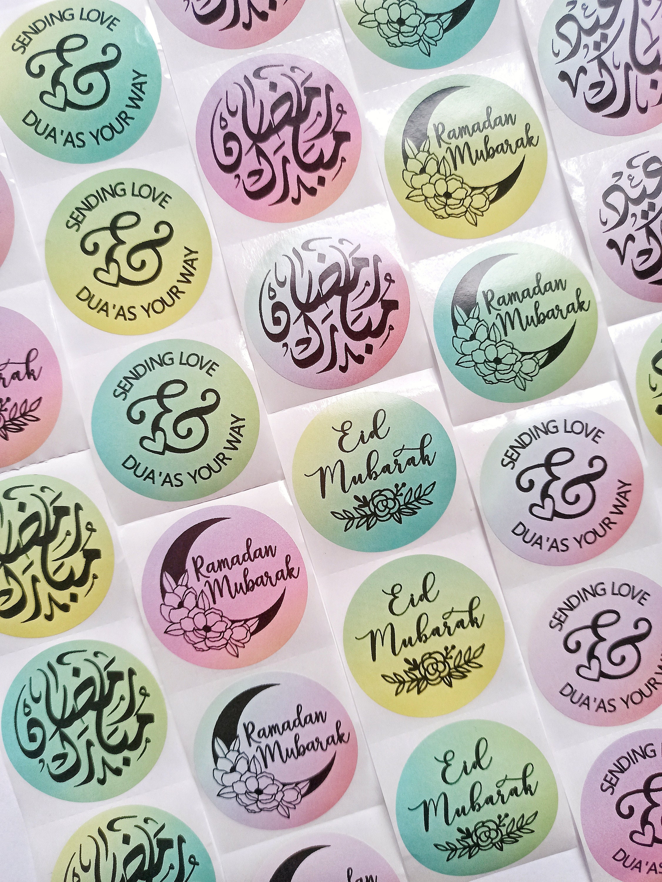 Ramadan & Eid Stickers - 2x2 Inch Round- Ombre Gradient Stickers- Eid ...