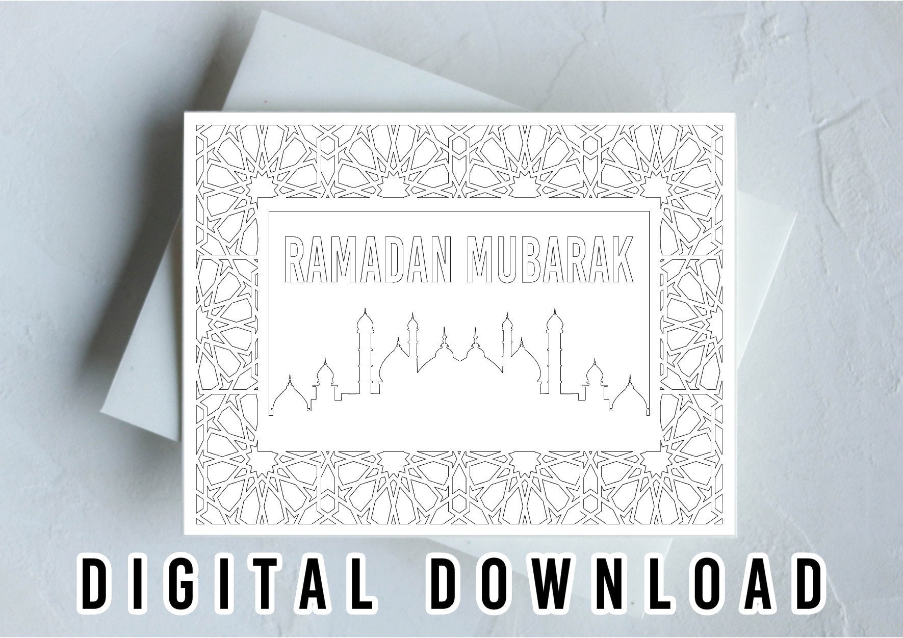 PRINTABLE Ramadan Colouring Card Color in DIGITAL Ramadan Eid Mubarak ...