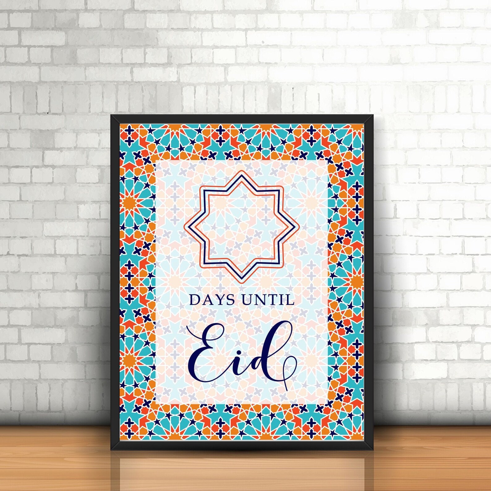PRINTABLE Countdown to Eid Days Until Eid DIGITAL Eid Mubarak Moroccan ...