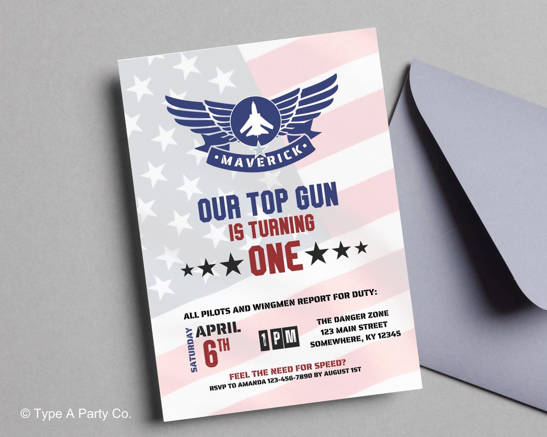 Fighter Pilot Maverick Invitation Template - Printable Birthday Party ...