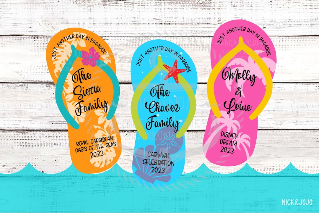 Personalized Large Flip Flop Family Magnet Royal Caribbean Carnival ...