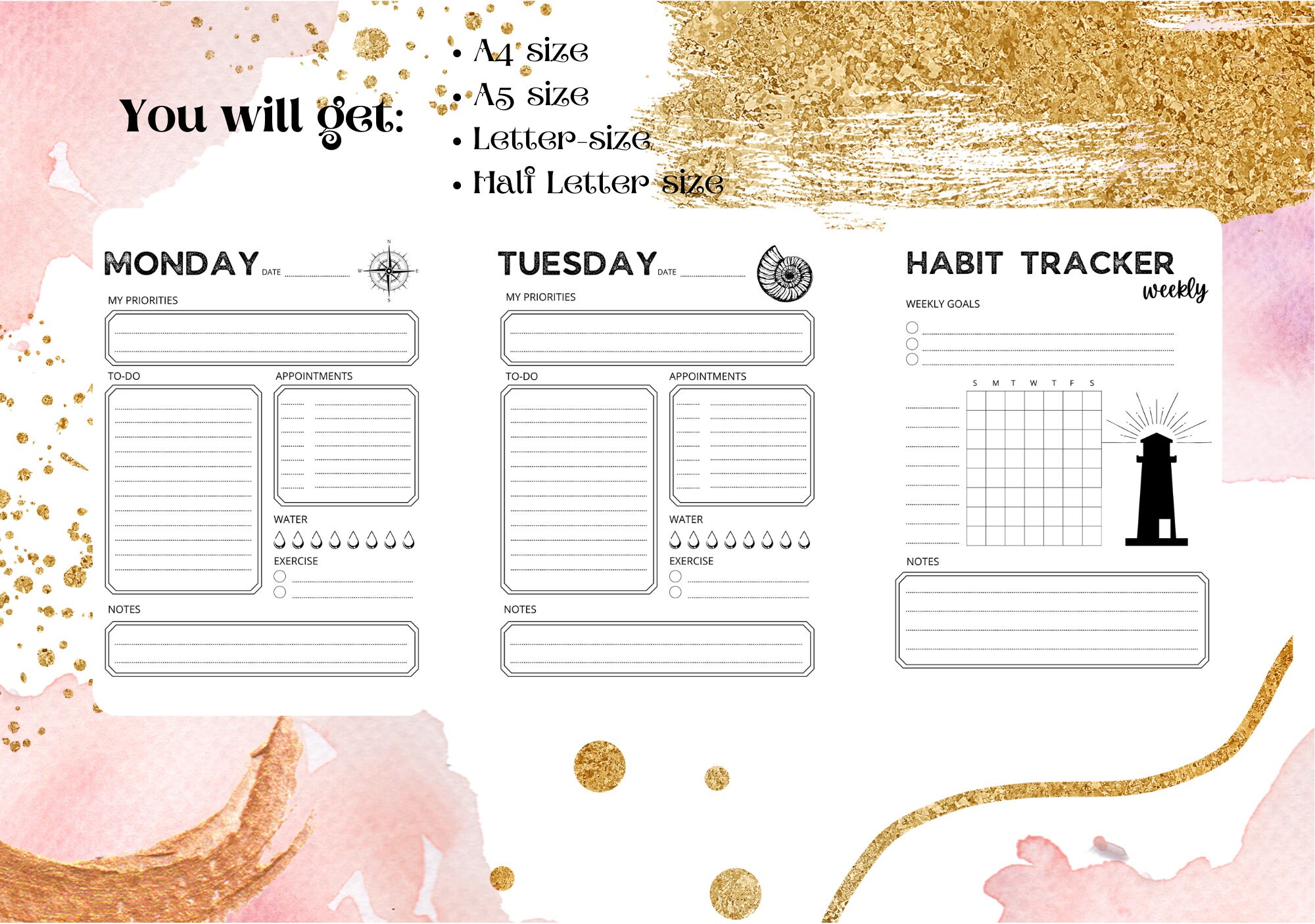 Daily Planner Printable, to Do List, Printable Daily Schedule, Day ...