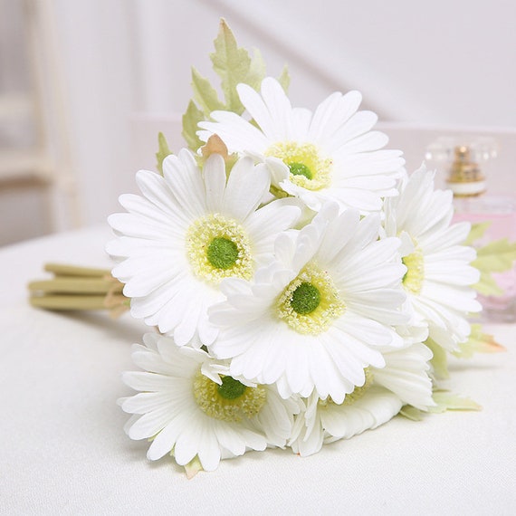 White Gerbera Daisy PU Flowers Bridal Gerbera Daisy Bouquet - Etsy