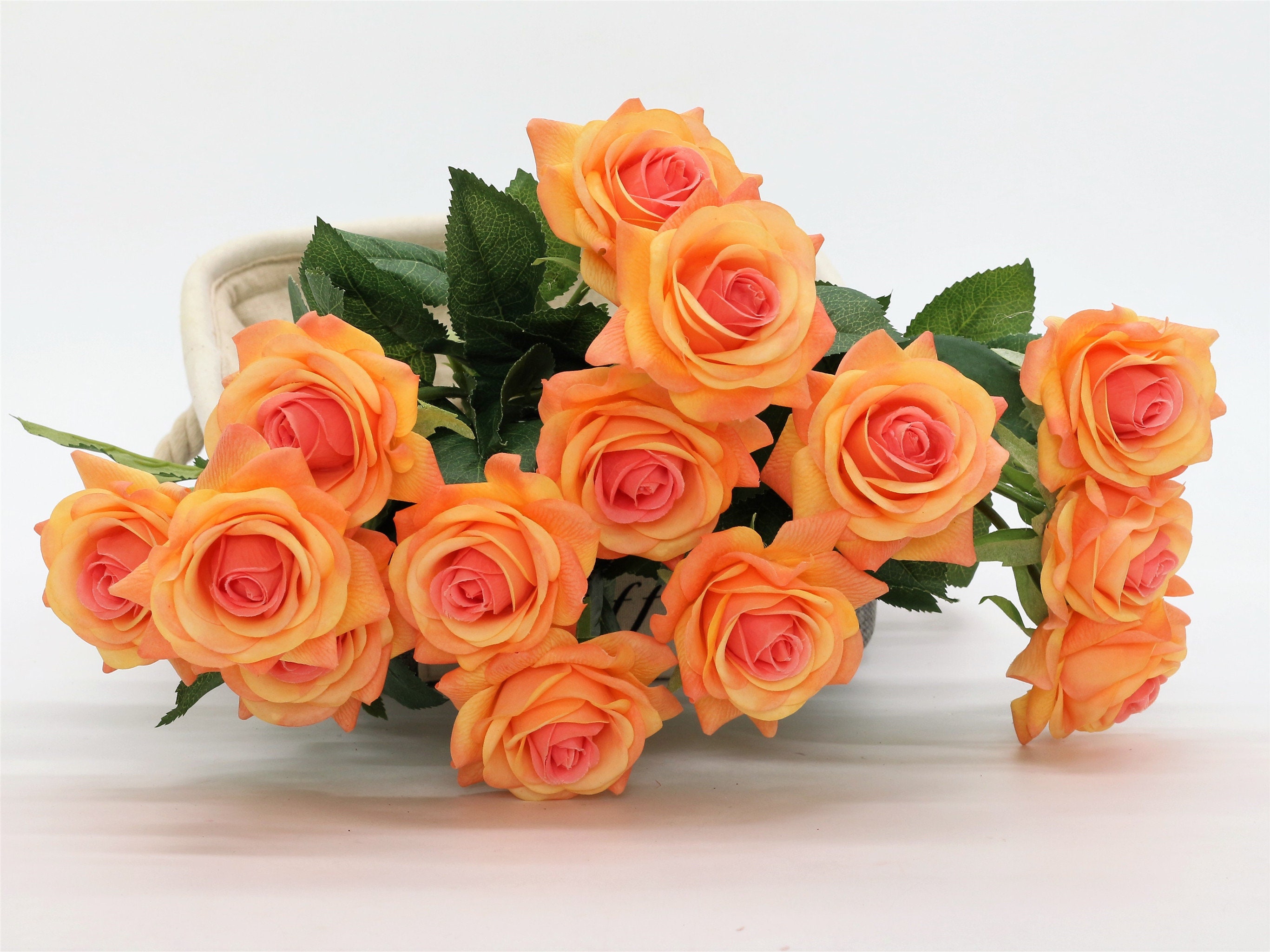 Real Touch Roses Orange Flowers Silk Lates Flowers DIY Fall - Etsy