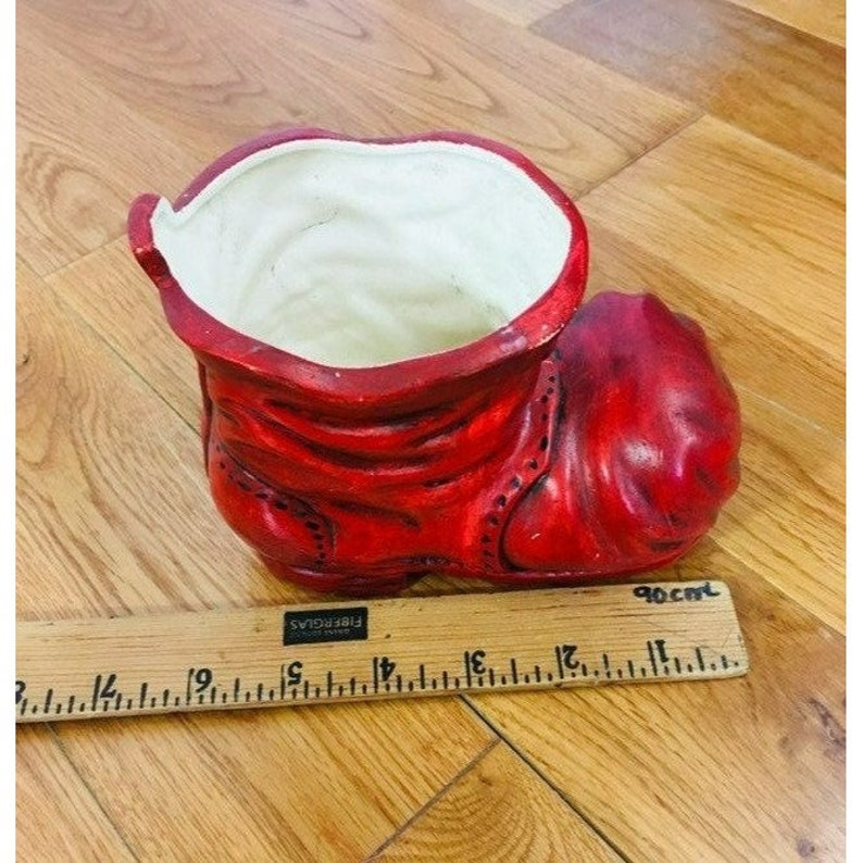 Old Shoe Ceramic Planter With Big Toe, Red With Patches, Hand Painted ...