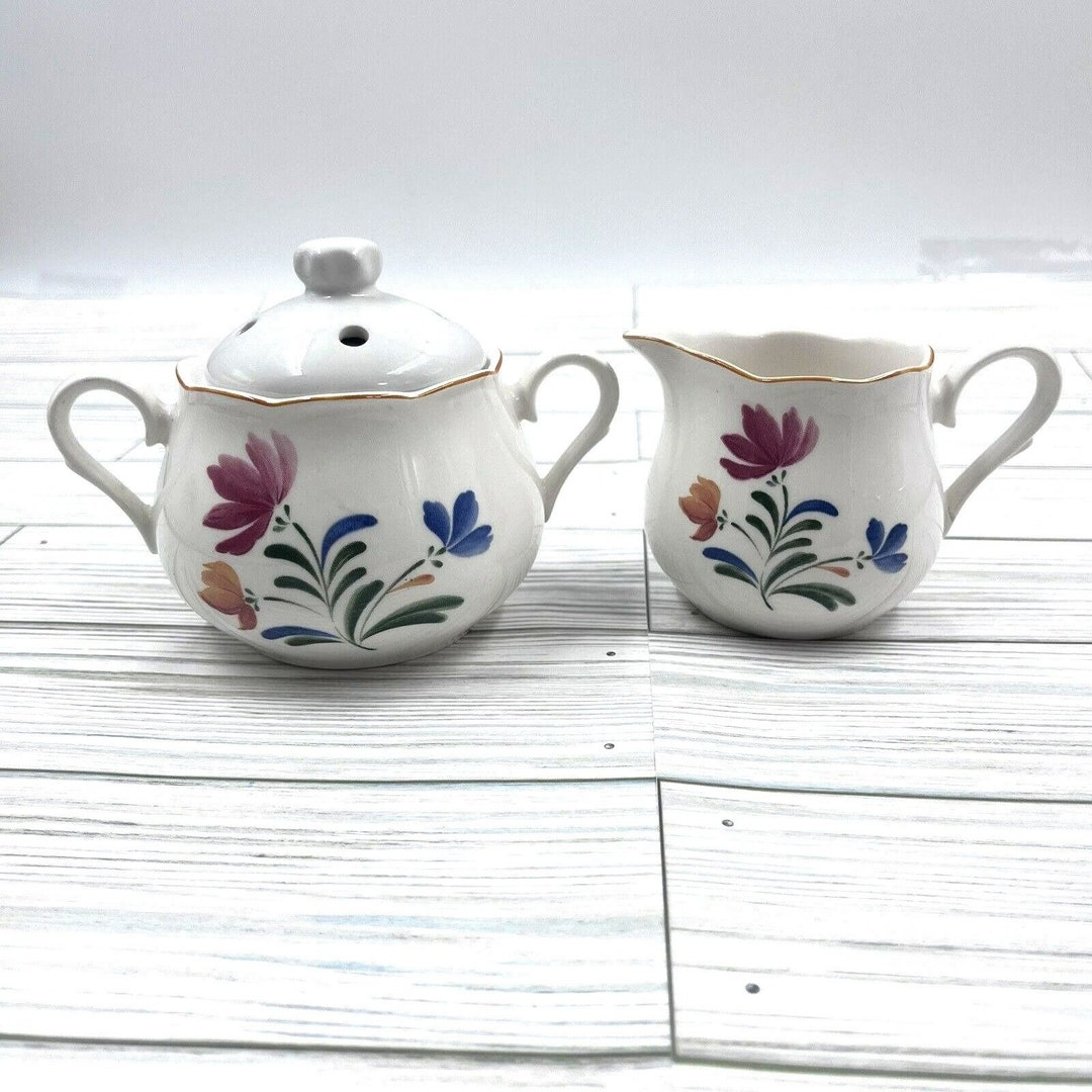 Provincial Designs Hampton NIKKO JAPAN Creamer Sugar Set Floral With ...