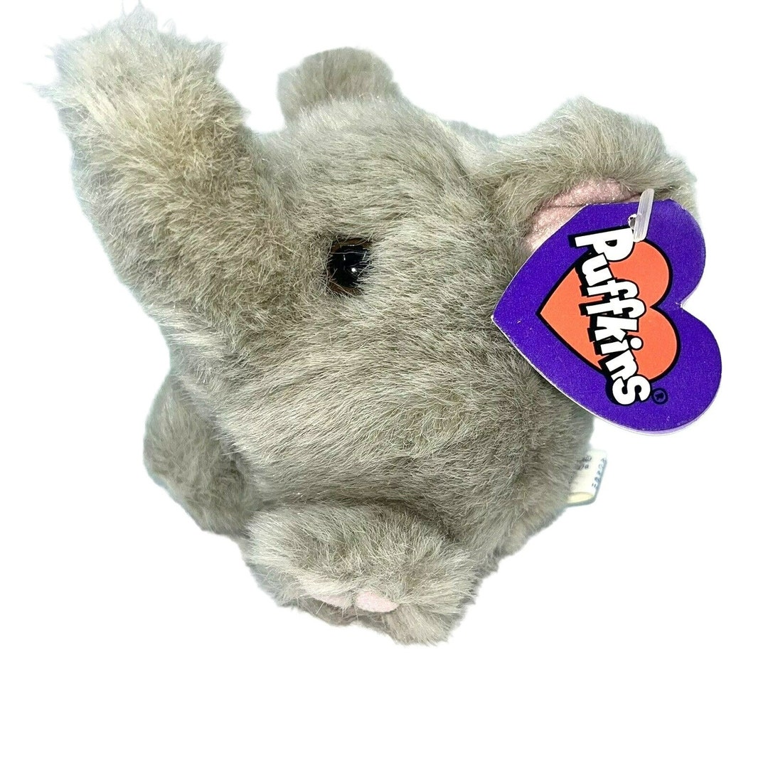 Vtg 90s Puffkins Elly the Elephant Gray Plush 4 Stuffed Animal Plushie ...