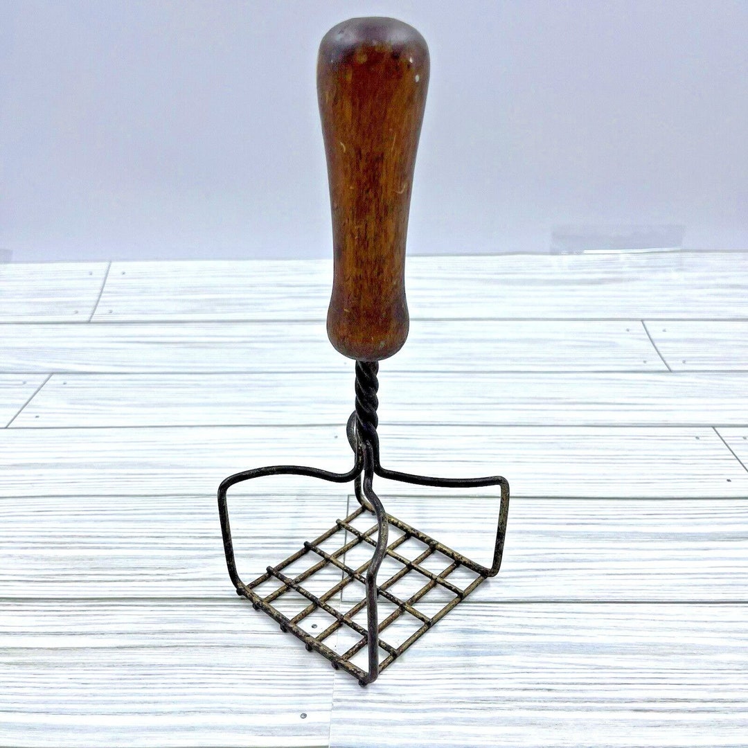 Vintage Farmhouse Utensil Twisted Wire Potato Masher Wood Handle ...