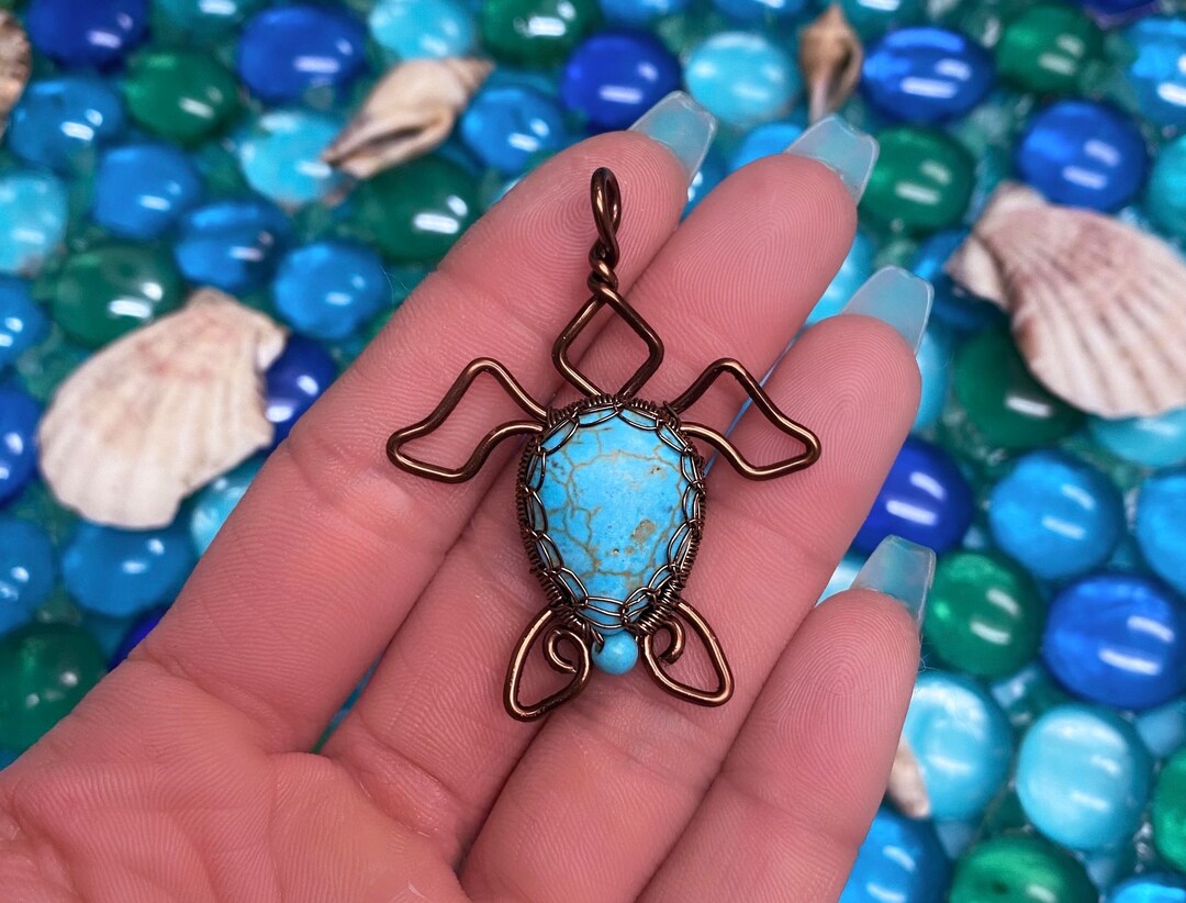 Wire Wrap Turtle Howlite Turquoise Summer Turtle Pendant Necklace MADE ...
