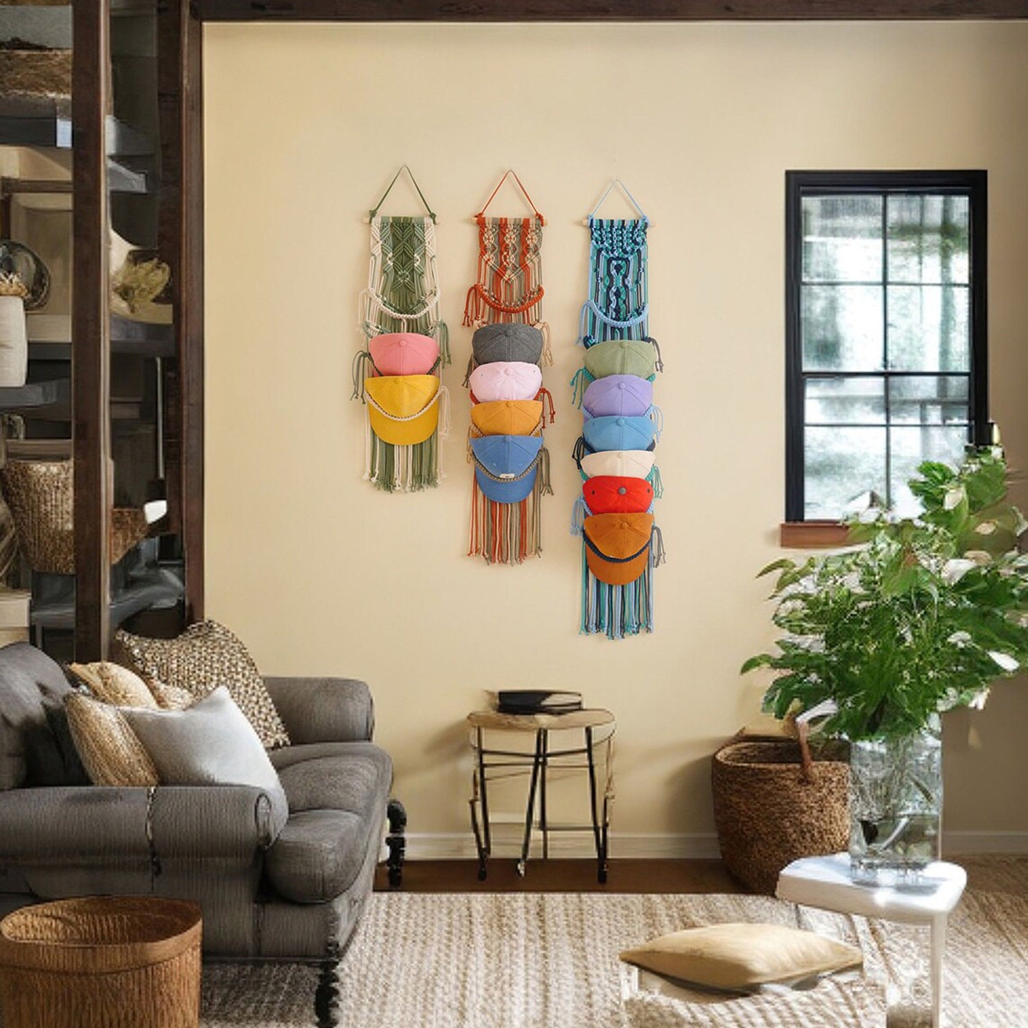 Baseball Hat Rack, Gift for Him, Macrame Hat Hanger, Baseball Cap ...