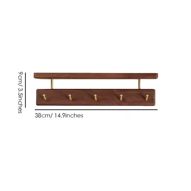 Walnut Wood Coat Rack With Shelf Wall-mounted Entryway Organizer With ...