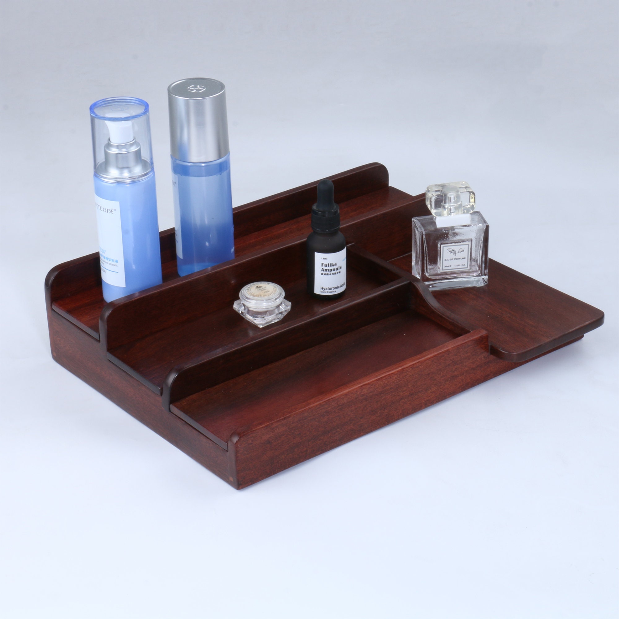 Cologne Bottle Wood Shelf, Perfume Bottle Organizer, 4 Tiered Solid ...