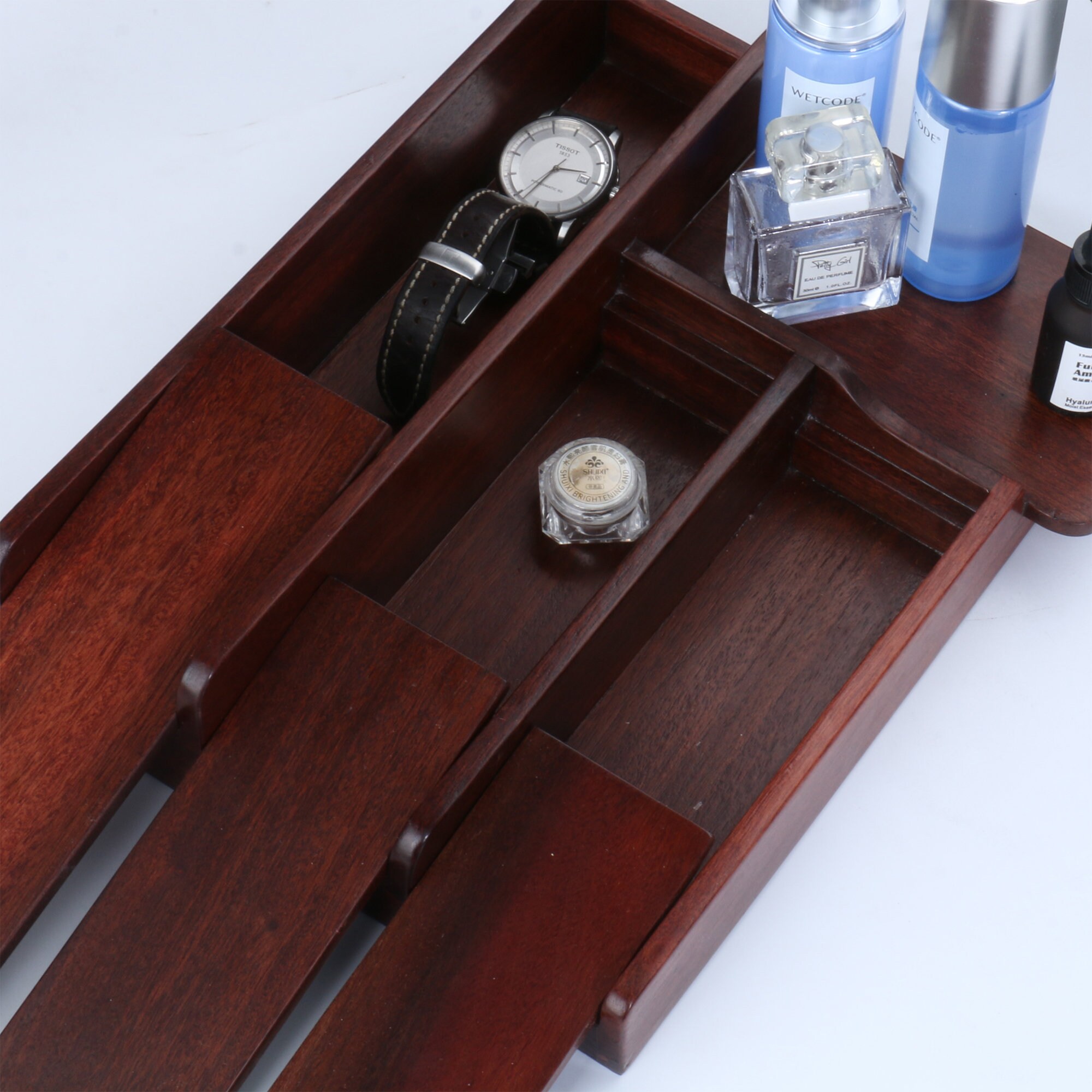 Cologne Bottle Wood Shelf, Perfume Bottle Organizer, 4 Tiered Solid ...