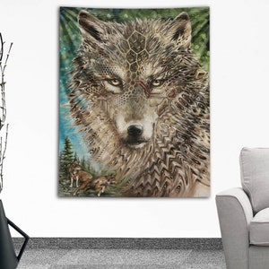 Gabriel Welch Red Wolf Tapestry by Third Eye Tapestries - Etsy