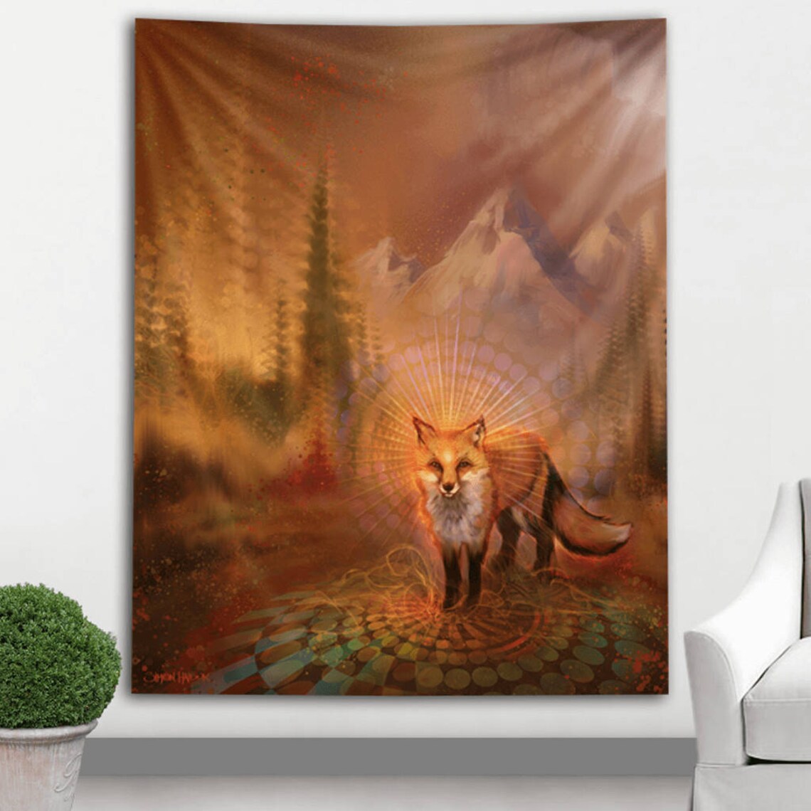 Simon Haiduk Wise Fox Tapestry by Third Eye Tapestries | Etsy