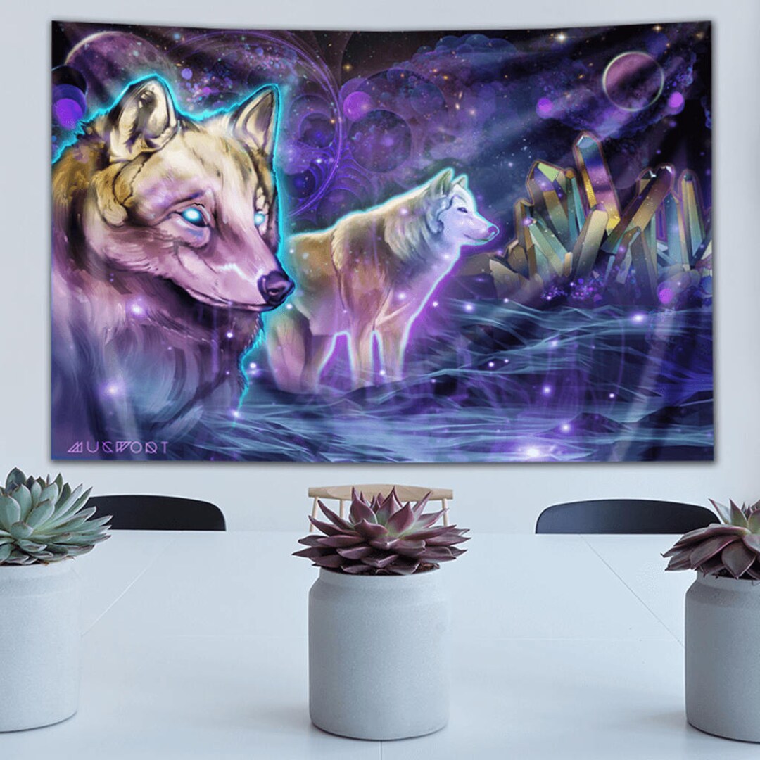 Mugwort Astral Wolves Tapestry by Third Eye Tapestries - Etsy