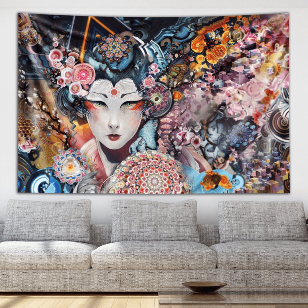 Android Jones Rainbow Geisha Tapestry by Third Eye Tapestries - Etsy