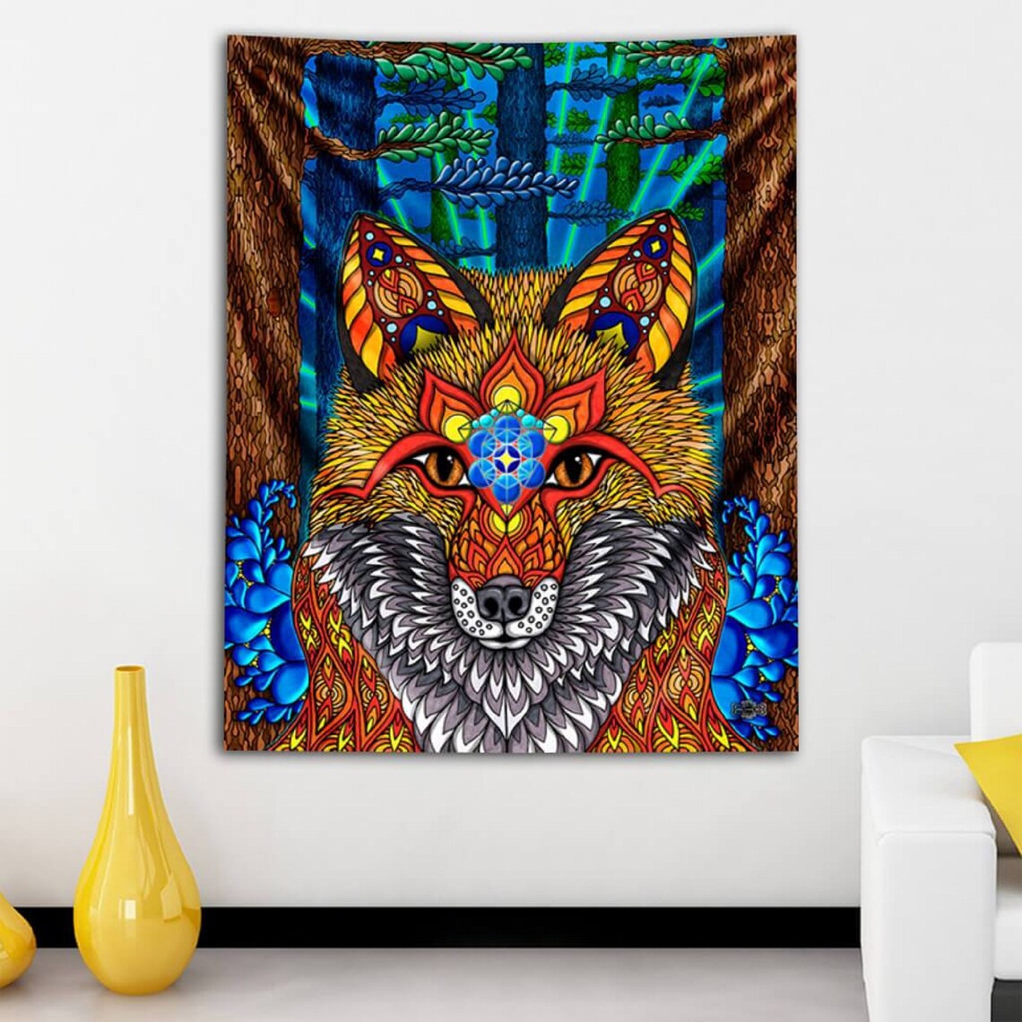 Phil Lewis Electric Fox Tapestry by Third Eye Tapestries | Etsy