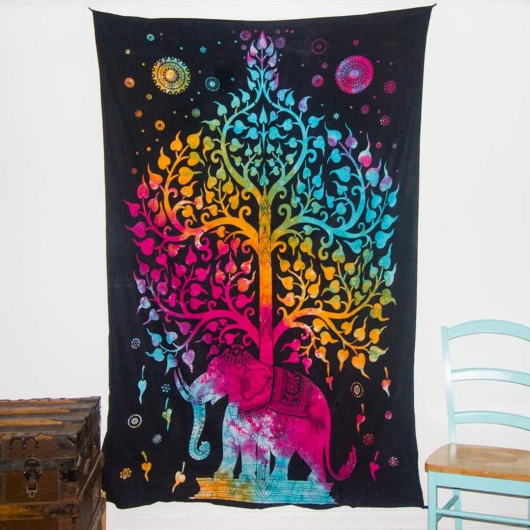 Tree of Life / Elephant Traditional Hand Dyed Indian Cotton - Etsy