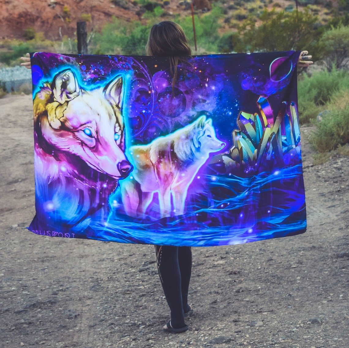 Mugwort Astral Wolves Tapestry by Third Eye Tapestries | Etsy