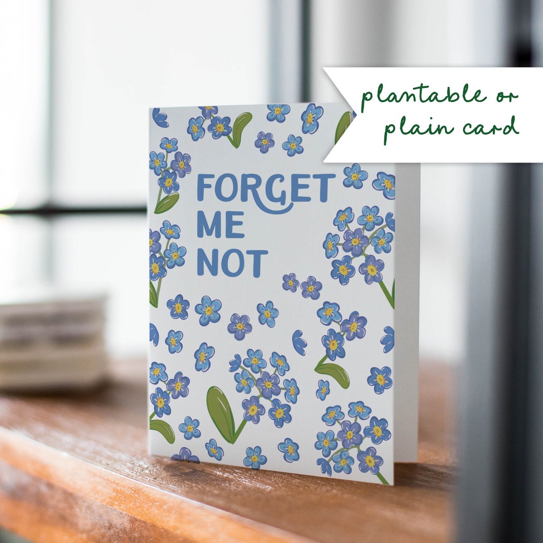 Forget Me Not Card Plantable Seeded Card or Plain Card Blank Card ...