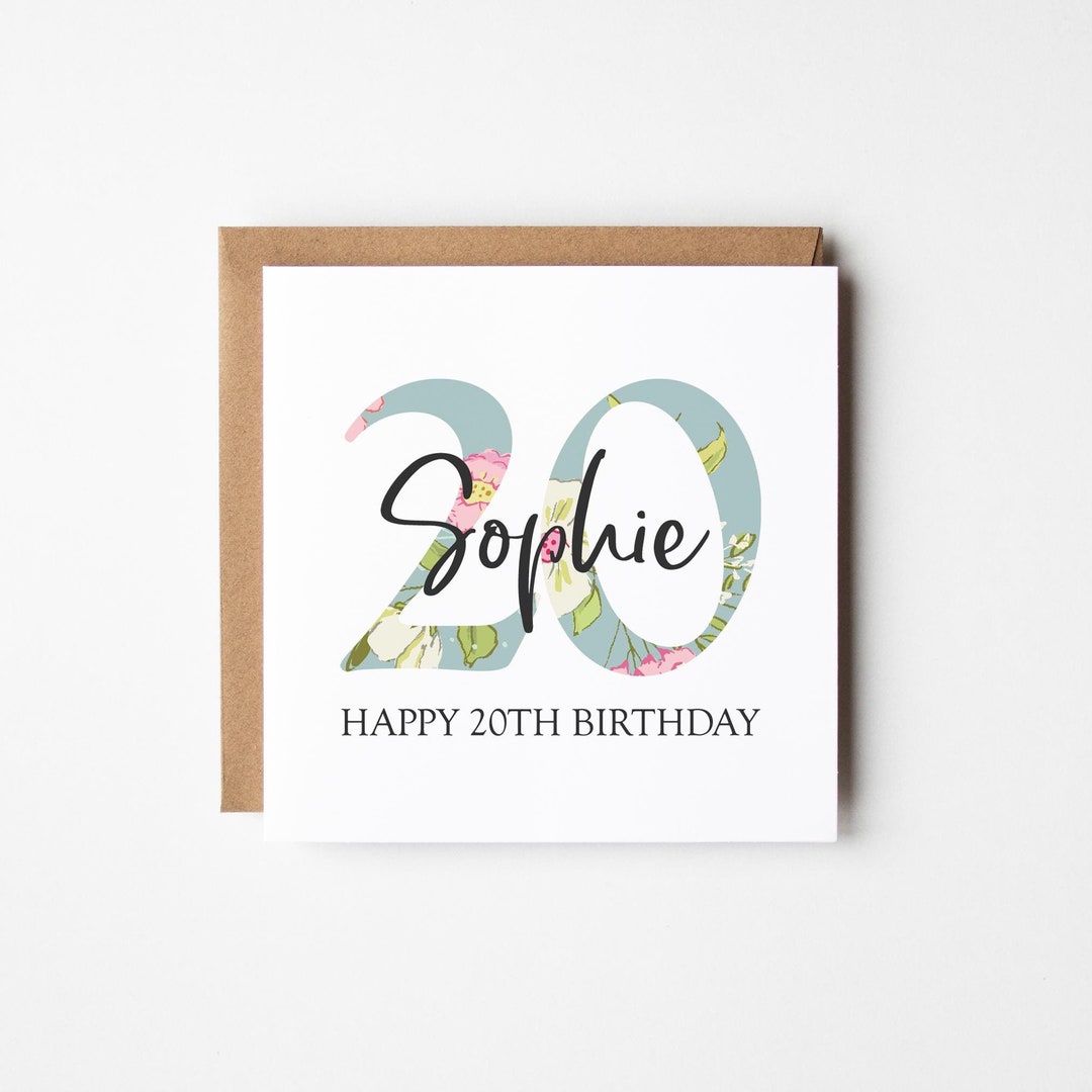 20th Birthday Card • Personalised 20th Birthday Card for Her • Daughter ...