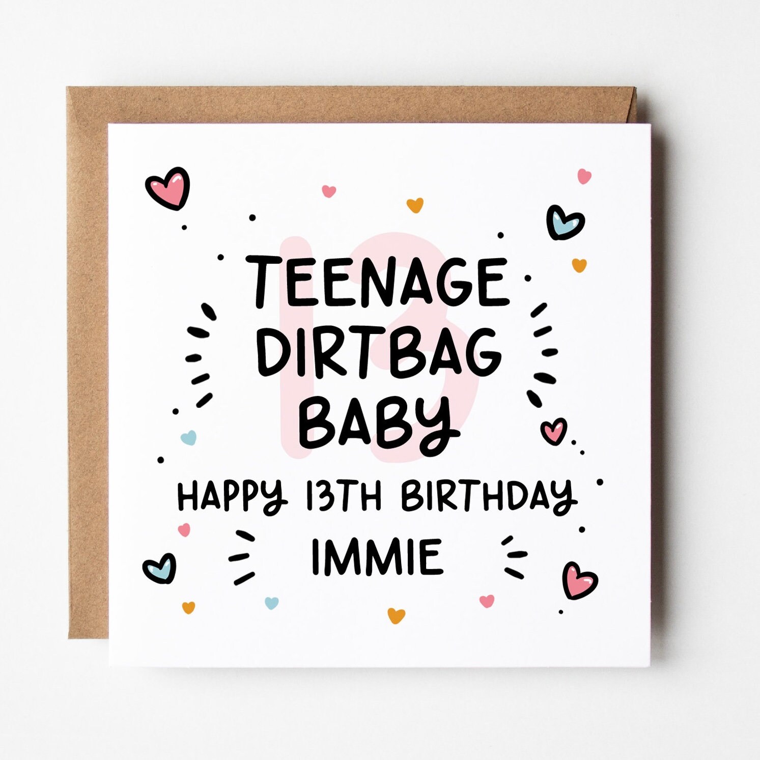 13th Birthday Card Personalised Teenage Dirtbag 13th Birthday Card for ...