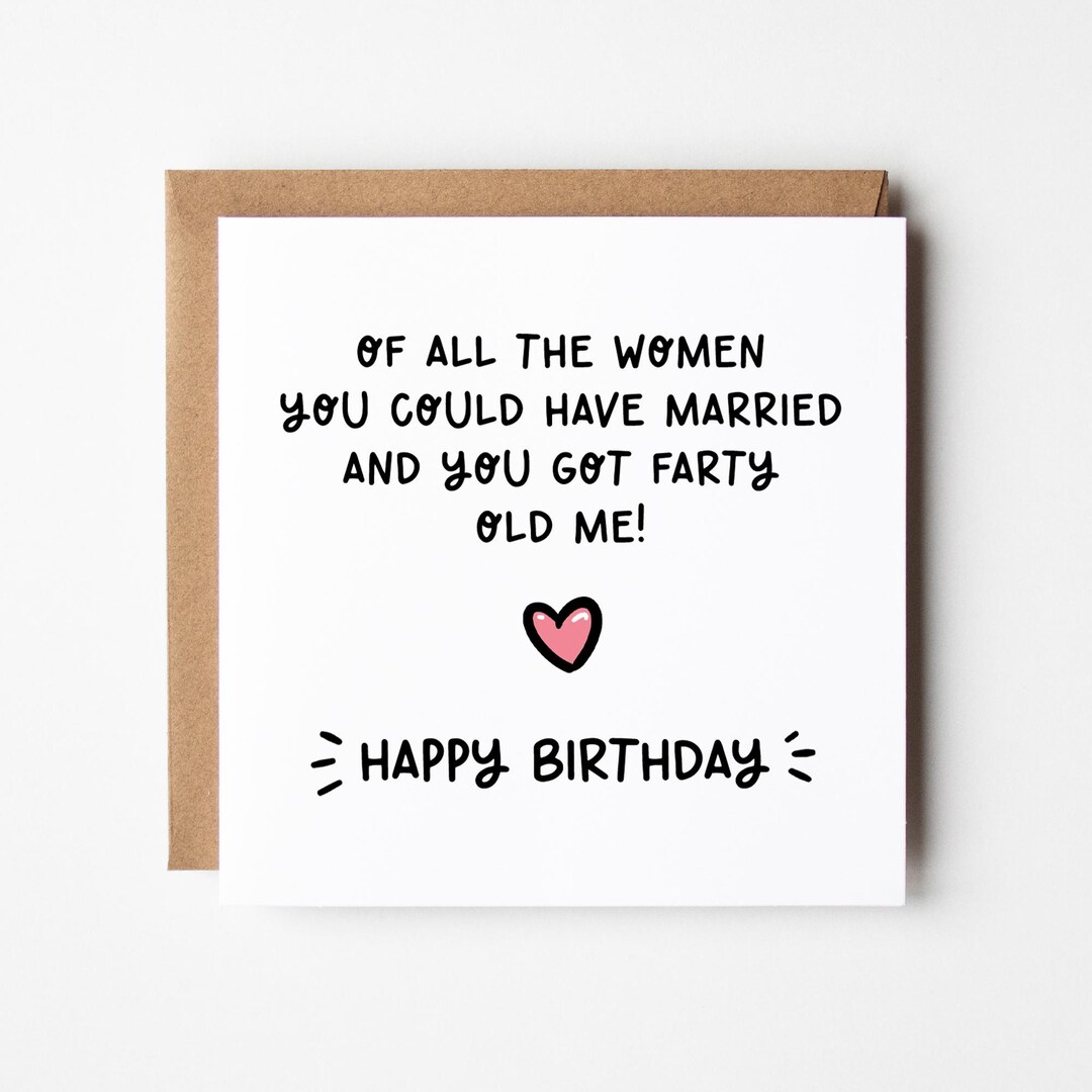 Funny Birthday Card for Husband Farty Wife Card Romantic Birthday Card ...