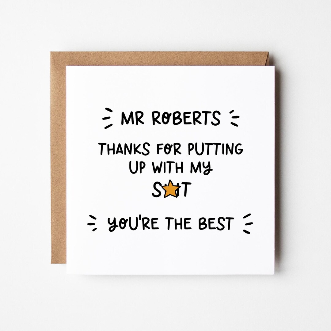 Rude Funny Thank You Teacher Card • Personalised Card for Teacher ...