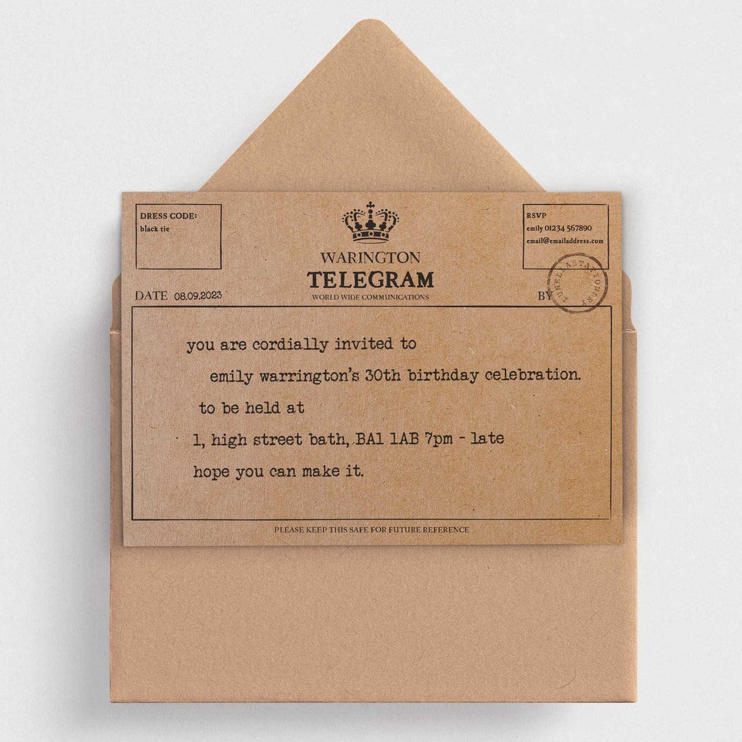 Celebration Telegram Party Invitation Birthday Invitation Invitations ...