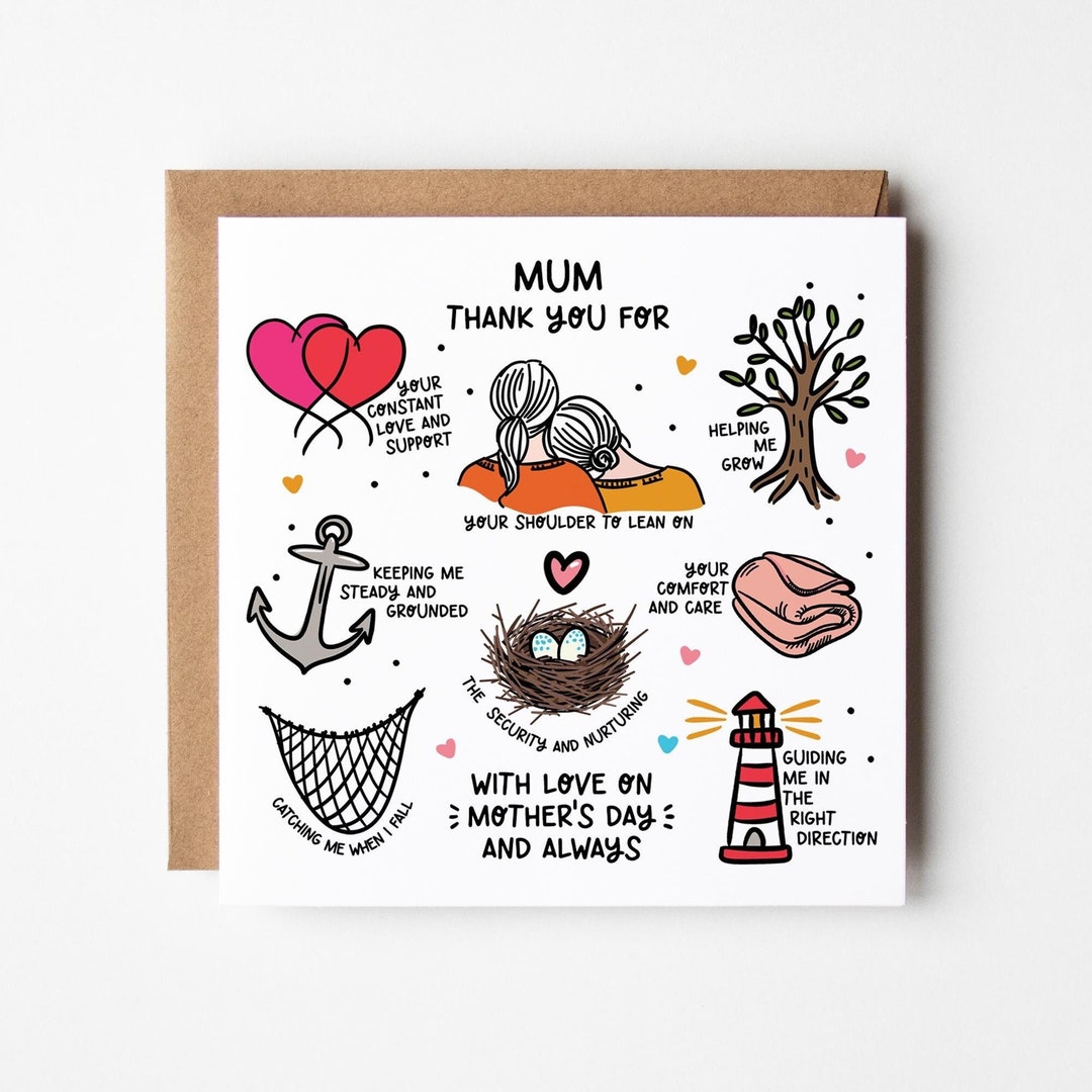 Mother's Day Card Thank You Mum Card Card for Mother's Day Best Mother ...