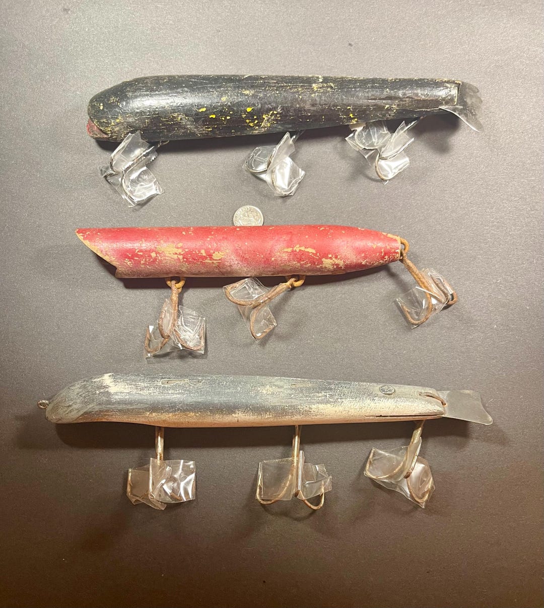 Rare Vintage Wooden Lures. Length From 7”-9” Handmade and Painted. 3 ...
