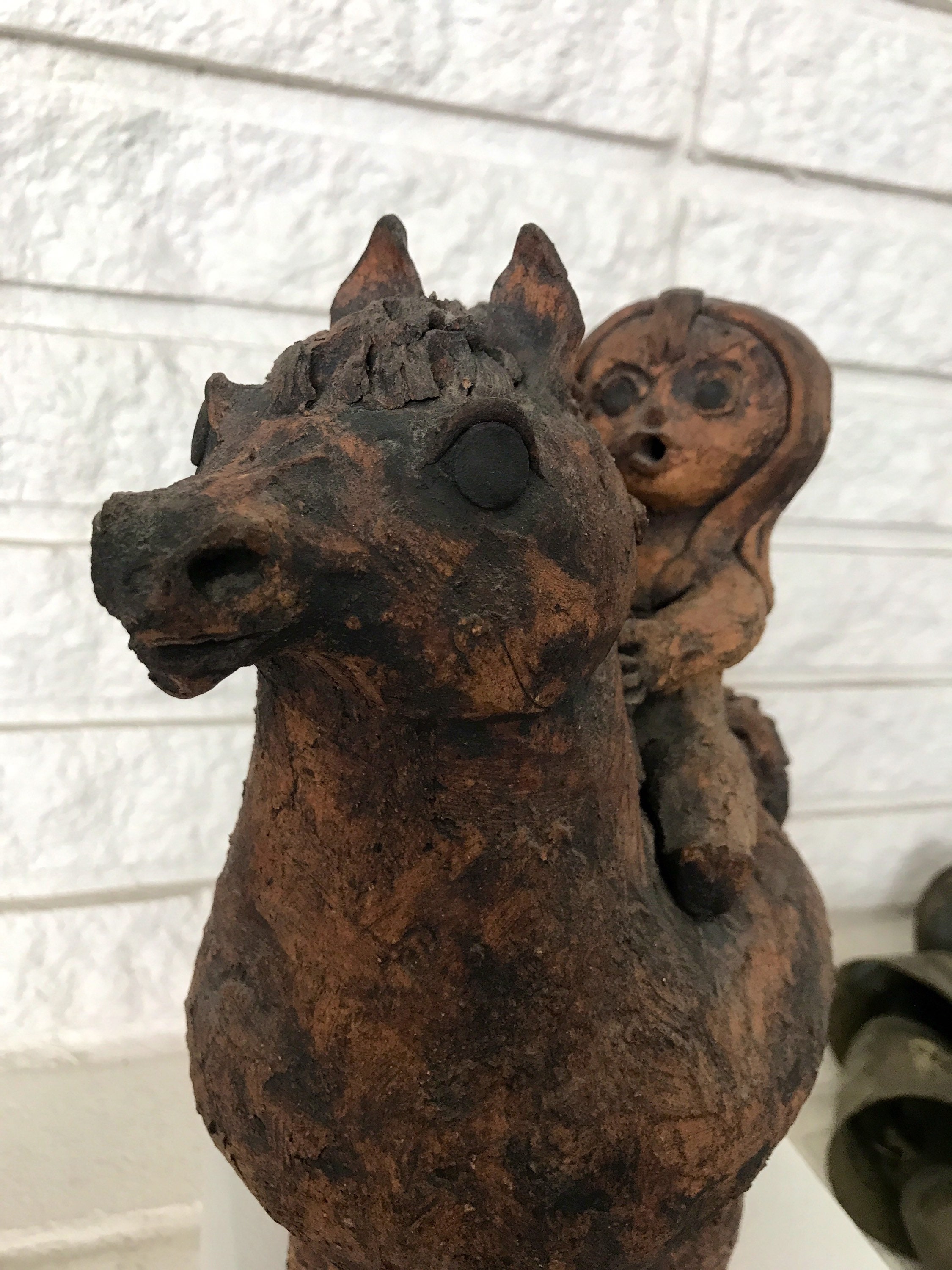 Mary Fortna Ceramic Horse & Rider Signed - Etsy