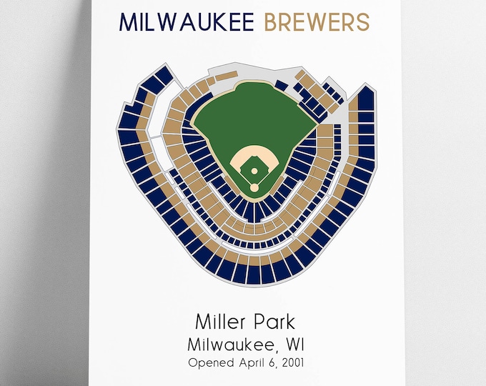 Milwaukee Brewers Miller Park MLB Stadium Map Ballpark Map | Etsy